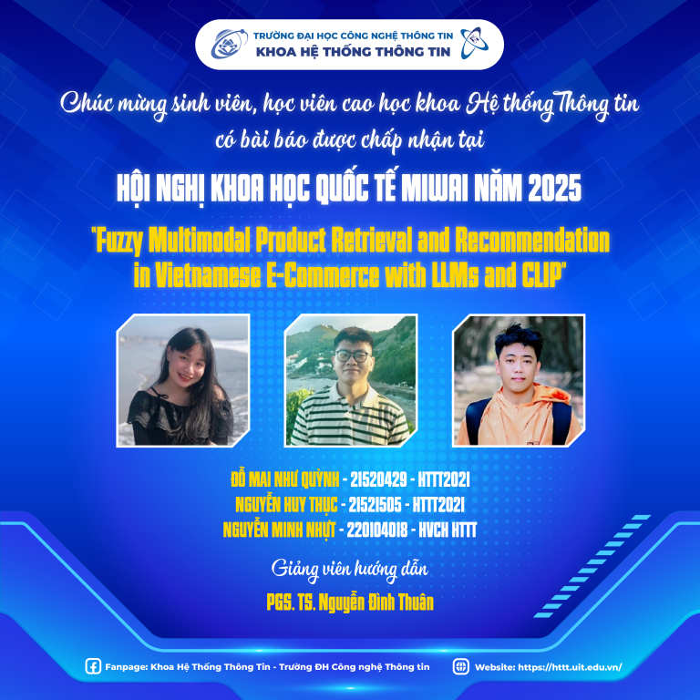 Chúc mừng nhóm sinh viên HTTT2021, học viên cao học ngành HTTT có bài báo tại Hội nghị khoa học ...