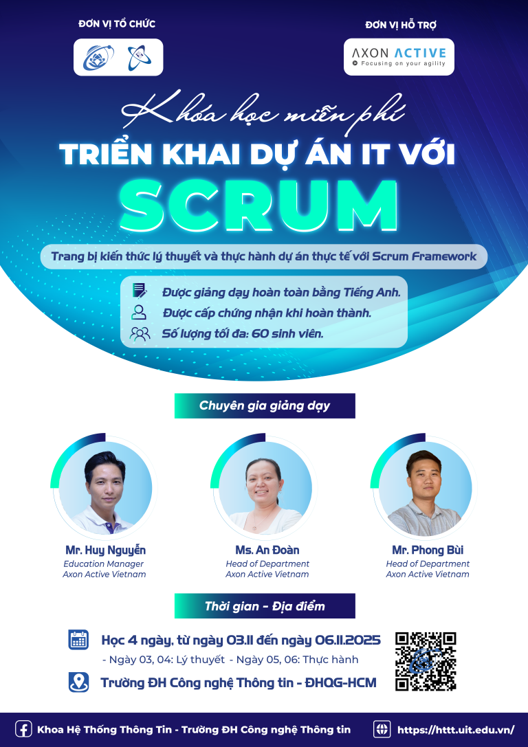 Đăng ký tham gia khóa học “Triển khai Dự án IT với SCRUM” năm 2025 | Khoa Hệ thống thông tin